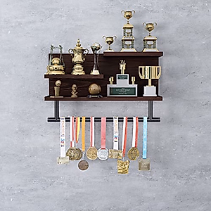 LAPTAIN 3-Tier Floating Shelf with Towel Bar, Bathroom Shelf Wall Mounted, Utility Storage Shelf Rack for Bathroom Kitchen Bedroom Living Room, 24 inch