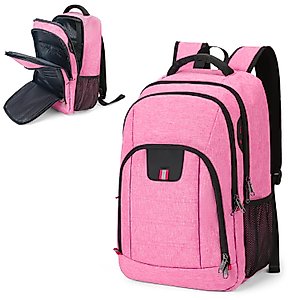 Della Gao Travel Laptop Backpack, Water Resistant Work Backpack with Laptop Compartment, Airline Approved Business Backpack Fit 15.6 Inch Laptops for Women, Pink