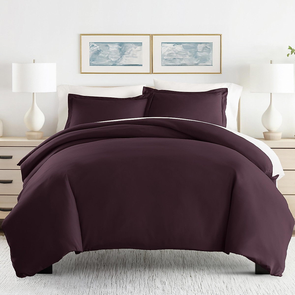 ienjoy Home and Ultra Soft Set, Duvet Cover, Purple, Queen