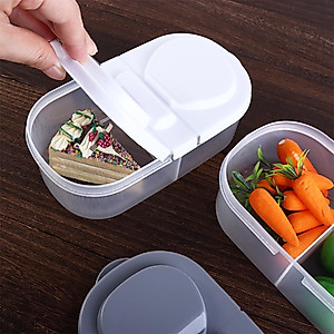 Kopida 2 Pcs Food Storage Containers with Lids, Plastic Double Compartment Fridge Storage Organizer Boxes, Food Container for Pantry Organization and Storage