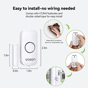 Door Alarms for Kids Safety, VOXON Window Alarm Door Alarm for Home Security Personal Security Window Alarms Sensor Burglar Door Alarm for Pool, Cars, Sheds, Caravans DIY Kit Pack of 2
