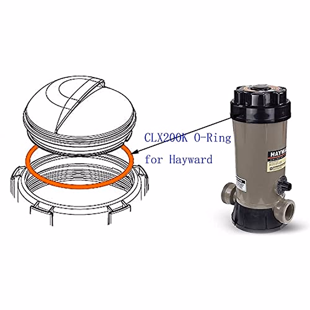 CLX200K O-Ring for Hayward Pool Chlorinator Chemical Feeder Lid CL200 & CL220 (8-Pcs)