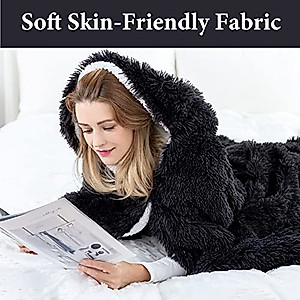 VK Living Wearable Blanket Hoodie Cat Wearable Hooded Blanket Adult, Sherpa Fleece Wearable Blanket, Super Soft Warm Fuzzy Oversized Wearable Hooded Blanket for Sofa Bed Camping