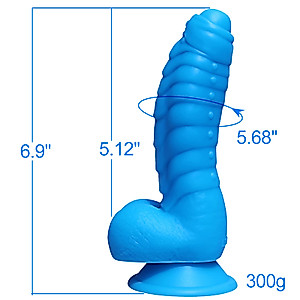 LZYAA Realistic Dildo, Liquid Silicone Material No Any Smell Adult Sex Toys Penis, Strong Suction Cup for Hand-Free 2 Balls G-Spot Vaginal Discreet Package(Blue)