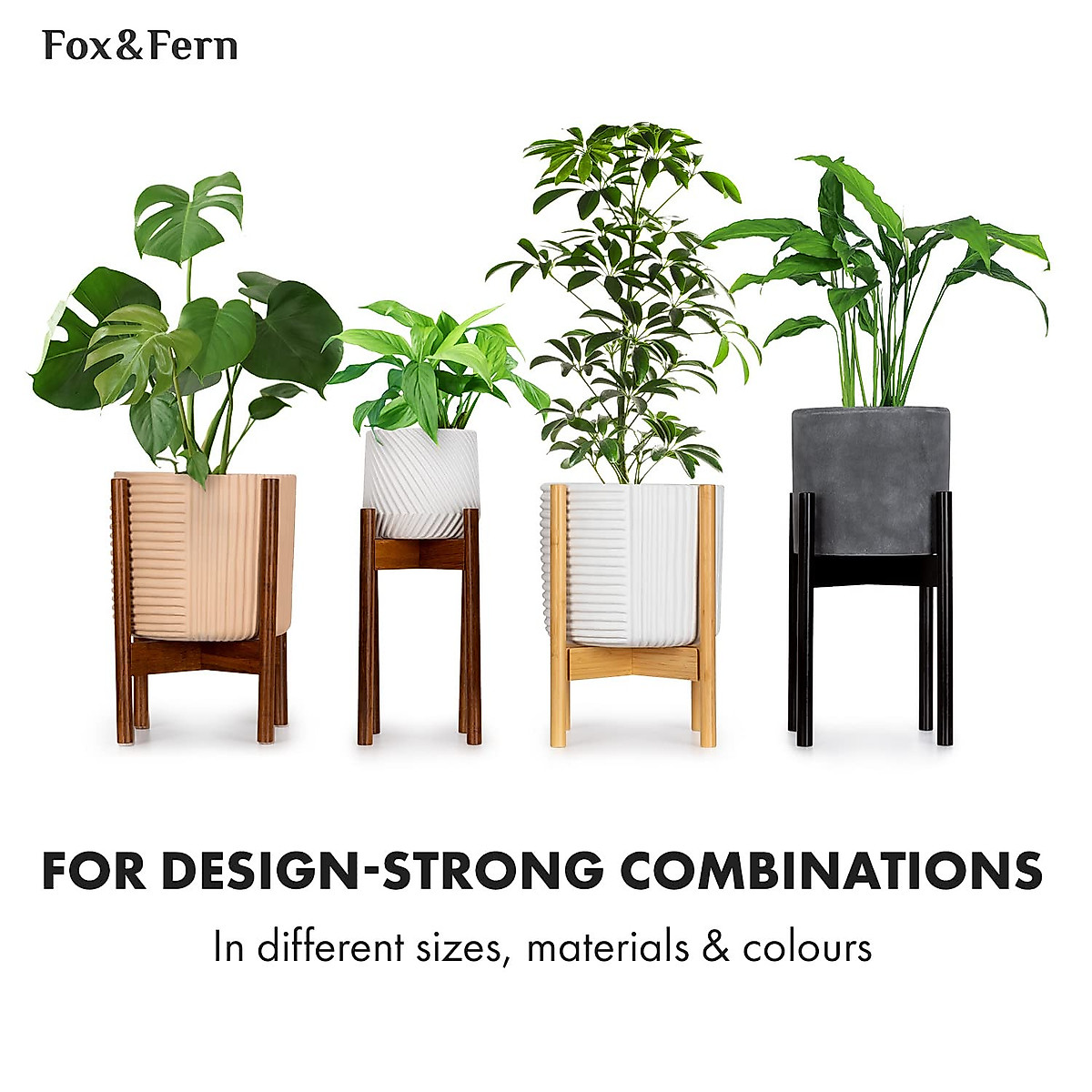 Fox & Fern Flower Pot, 12 Inch Plant Pots Indoor, 12 Inch Planters for Indoor Plants, 12 Inch Pots for Plants - 3D Line Texture - Polystone - Including Drainage Plug – Sand Finish - 12 Inch Planter