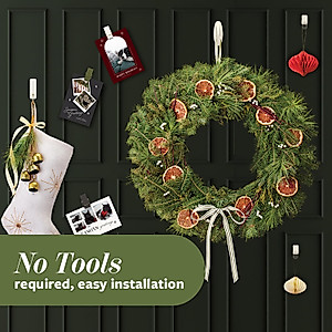 Command Mixed Hooks Pack, 10 Sage Hooks, 12 Strips (2 Medium Hooks, 8 Spring Clips), Wall Hooks for Hanging Christmas Decorations