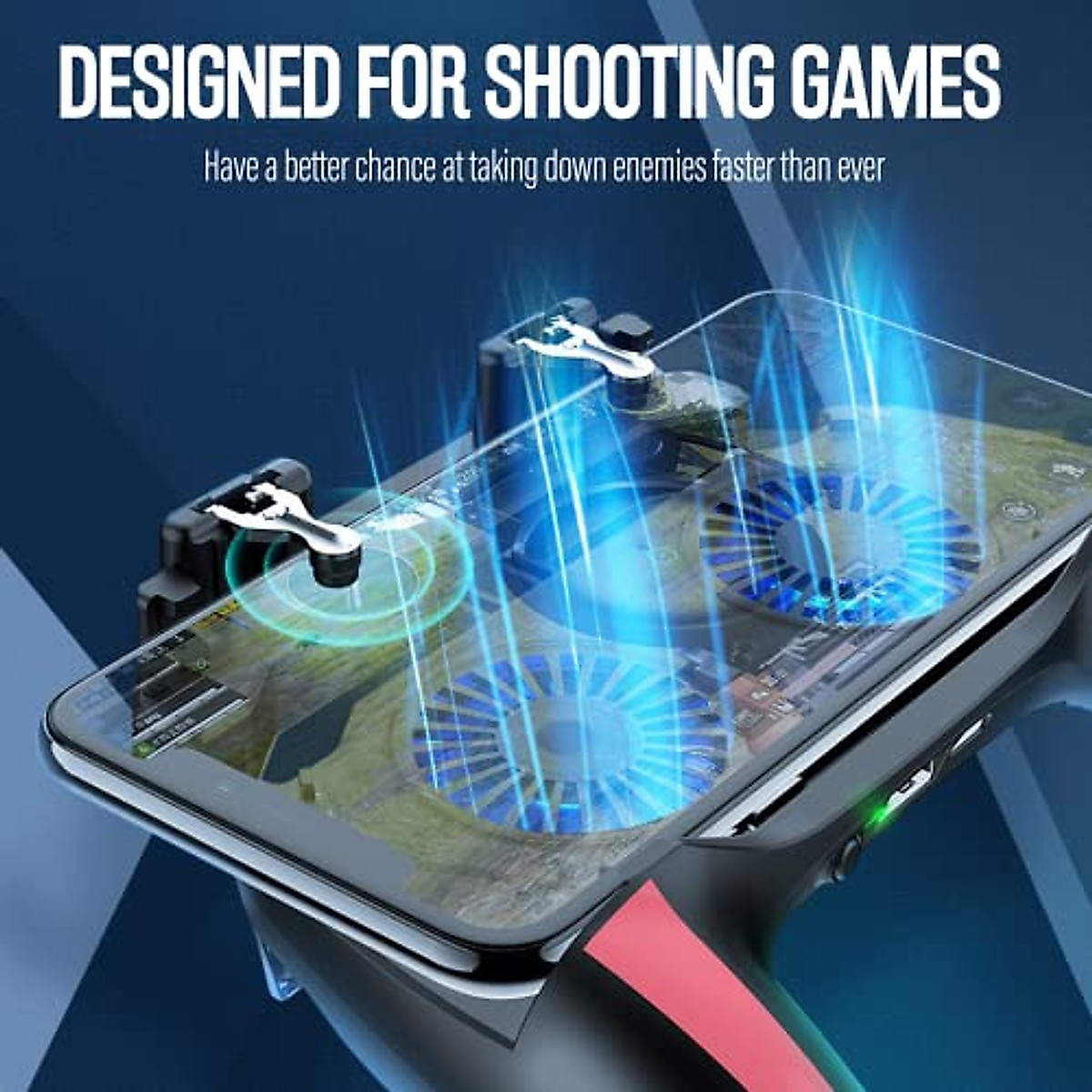 Mobile Game Controller with 4000mAh Power Bank & Cooling Fan, Phone Game Controller with L1R1 Triggers Joystick for PUBG/Call of Duty/Fortnite, Phone Gaming Grip Gamepad for 4.7-7" Android iOS Phone