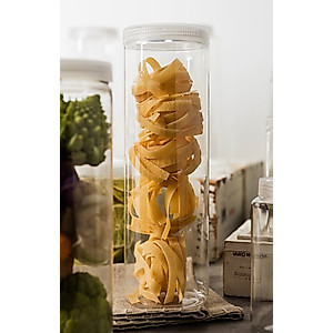 Silicook Clear Plastic Jar, Set of 3-40oz, Round Shaped, Transparent, Food Storage Container, Kitchen & Household Organization for Dry goods, Noodles, Spices and More