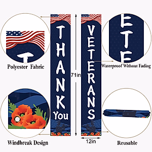Jiudungs Veterans Day Decoration Outdoor Thank You Veterans Banner Patriotic Decor Veterans Day Memorial Day Fourth of July 4th of July Patriotic Decorations