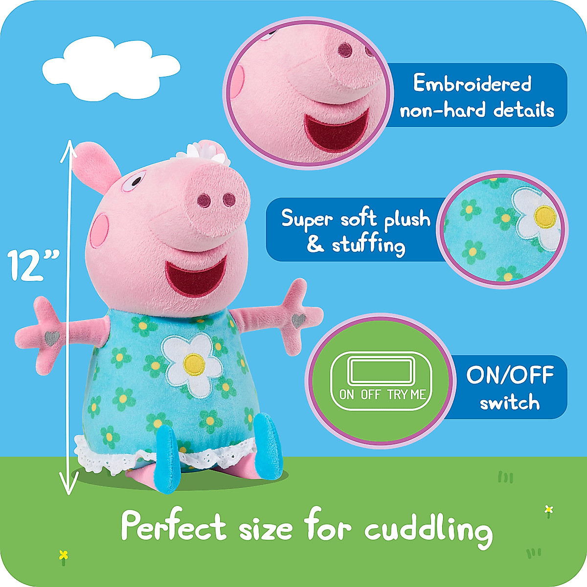 Peppa Pig Ring Around the Rosie 13-inch Singing Plush Stuffed Animal, Interactive Toy, Kids Toys for Ages 3 Up by Just Play