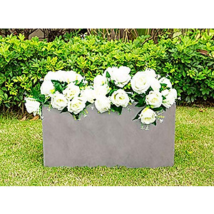 Kante 31.1" L Long Rectangular Concrete Planter, Large Outdoor Indoor Garden Pots with Drainage Hole and Rubber Plug, Weathered Concrete