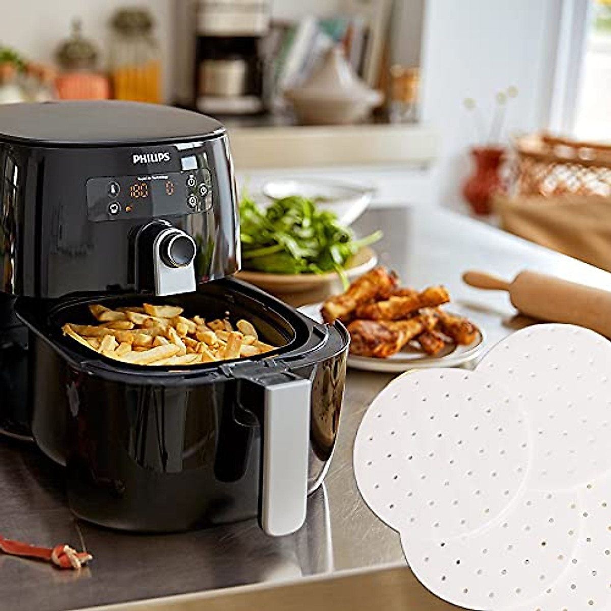 CHANGLE 500 Pcs Air Fryer Parchment Paper,8.5 Inches Bamboo Steamer Liners, Premium Perforated Parchment Steaming Papers, Non-Stick Steamer Mat, for Air Fryer, Steaming Basket, Pans, Dumplings.