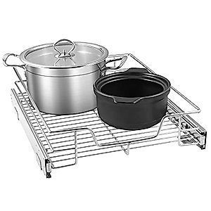 HAVEITS Pull Out Cabinet Organizer, Heavy Duty Slide Out Kitchen Cabinet Shelves For Kitchen, Bathroom, Under Sink Organizer with Soft Close Drawer, Basket Size 17" W x 21" D x 3.1" H