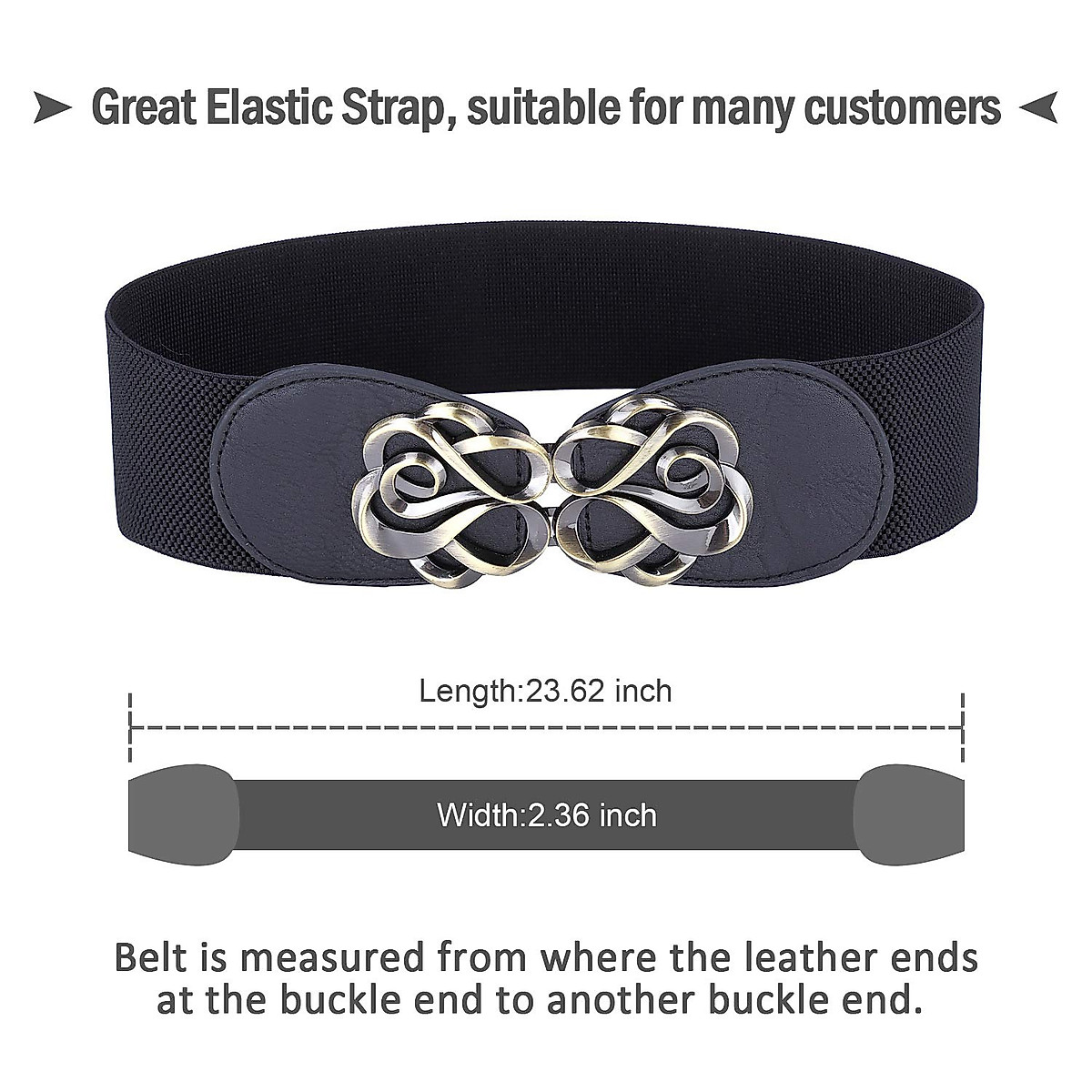 GRACE KARIN Women Vintage Wide Elastic Stretch Waist Belt, Black (CL0413-1), X-Large