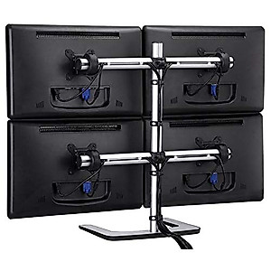 Atdec Quad/Triple/Dual/Single Monitor Desk Mount - Freestanding Base - Loads up to 17.6lb Flat or 13.5lb Curved - VESA 75x75, 100x100 - Quick Display Release, tilt, pan, Landscape/Portrait