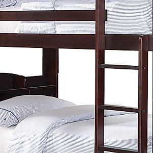 Benjara Arched Panel Design Twin Bunk Bed with Bookcases, Brown