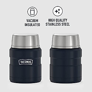 THERMOS Stainless King Vacuum-Insulated Food Jar with Spoon, 16 Ounce, Midnight Blue