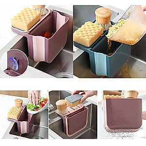 BIGJJIN Dry and Wet Separation Trash Can, Kitchen Trash Can for Counter Top Or Under Sink, Collapsible Separation Hanging Telescopic Trash Can