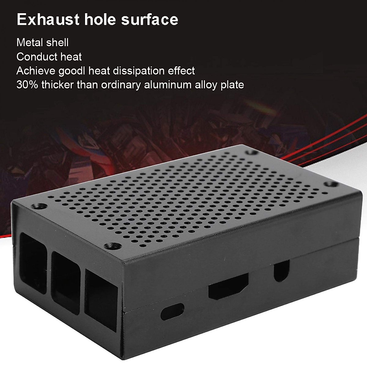 Case for 3 B+ (B Plus) / Pi 3 B, Aluminum Alloy Case Mesh Shell Vent Motherboard , for Heatsink (Black for 3B+/3B)