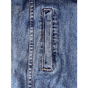 Jofemuho Womens Classic Long Jean Jacket Plus Size Loose Long Sleeve Button Down Denim Jacket Trench Coat Blue 3XL