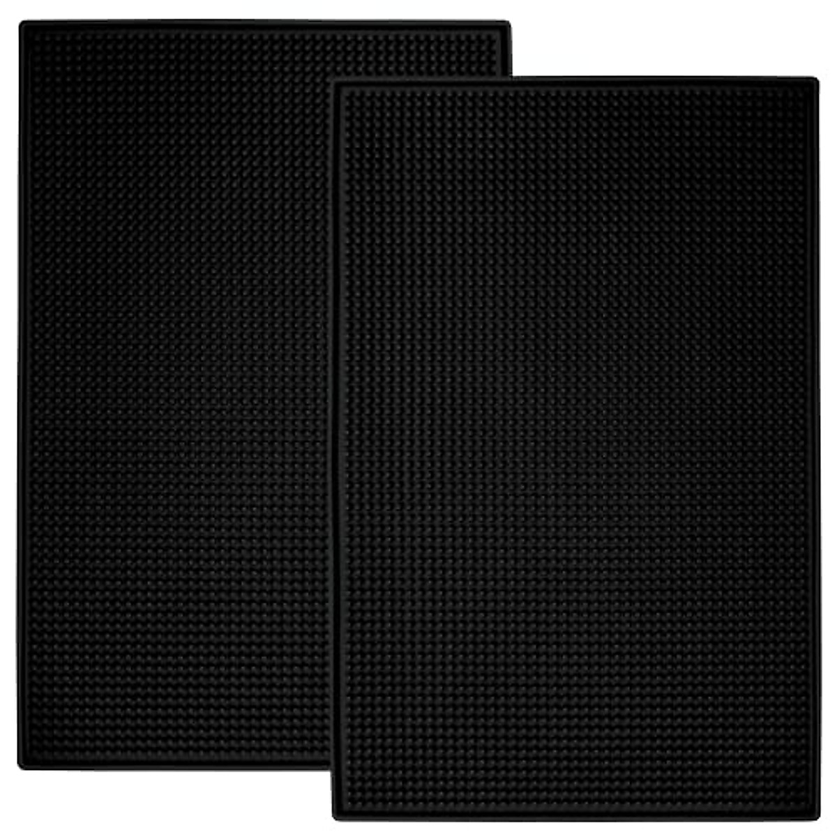 S&T INC. Rubber Bar Mats, Coffee Maker Mats, or Countertop Spill Mats, 11.9 Inch x 17.8 Inch, Black, 2PK
