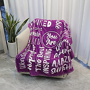 ZHSHWAT Get Well Soon Gifts for Women - You are Awesome Blankets, Sympathy Gifts for Women Men Friend Cancer, Purple Throw Blankets(50x60)