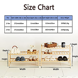 Dikolre Shoe Rack Organizer for Closet Entryway, 5-Tier Bamboo Stackable Shoe Rack Small Shoe Storage for Dorm Front Door Wooden Shoe Shelf, Natural