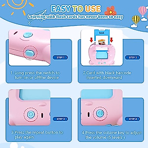 Kids Toddler Talking Flash Cards with 224 Sight Words,Montessori Toys,Speech Therapy,Autism Sensory Toys,Learning Educational Gifts for Age 2 3 4 5 Years Old Boys and Girls (Pink)