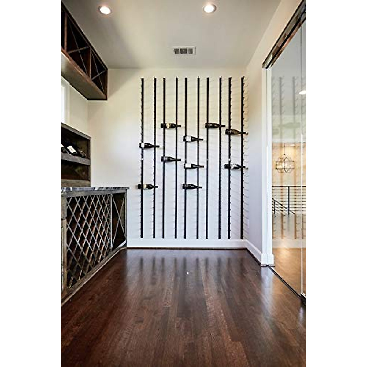 VintageView W Series Bottle Height Wall Mounted Metal Wine Rack (2 Bottles, Satin Black)