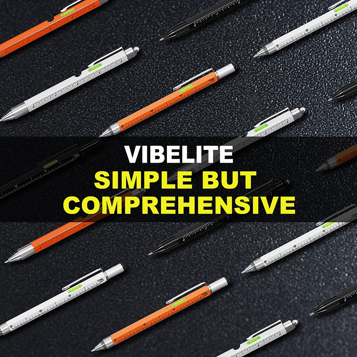 Valentines Day Gifts for Men Dad Him, 9 in 1 Multitool Pen Set with LED, Stylus, Level, Screwdriver, Flathead, Gadgets for Men Gifts for Dad, Birthday Gifts for Men, Him, Husband, Father, Black