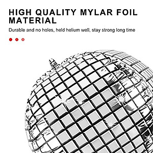 WXJ13 20 Pack Big Disco Ball Balloons for 3 Different Sizes, 32” 22” 10‘’ 4D Large Disco Balloons Round Metallic Silver Disco Mylar Foil Balloons for 70s 80s Disco Party Decorations