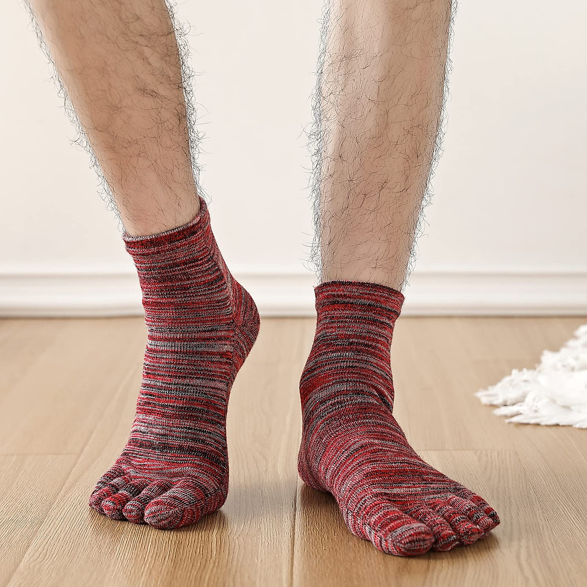 Hellomamma Mens Toe Socks Five Finger Sock Boys Running Athletic Cotton Ankle Sox 5 Pairs