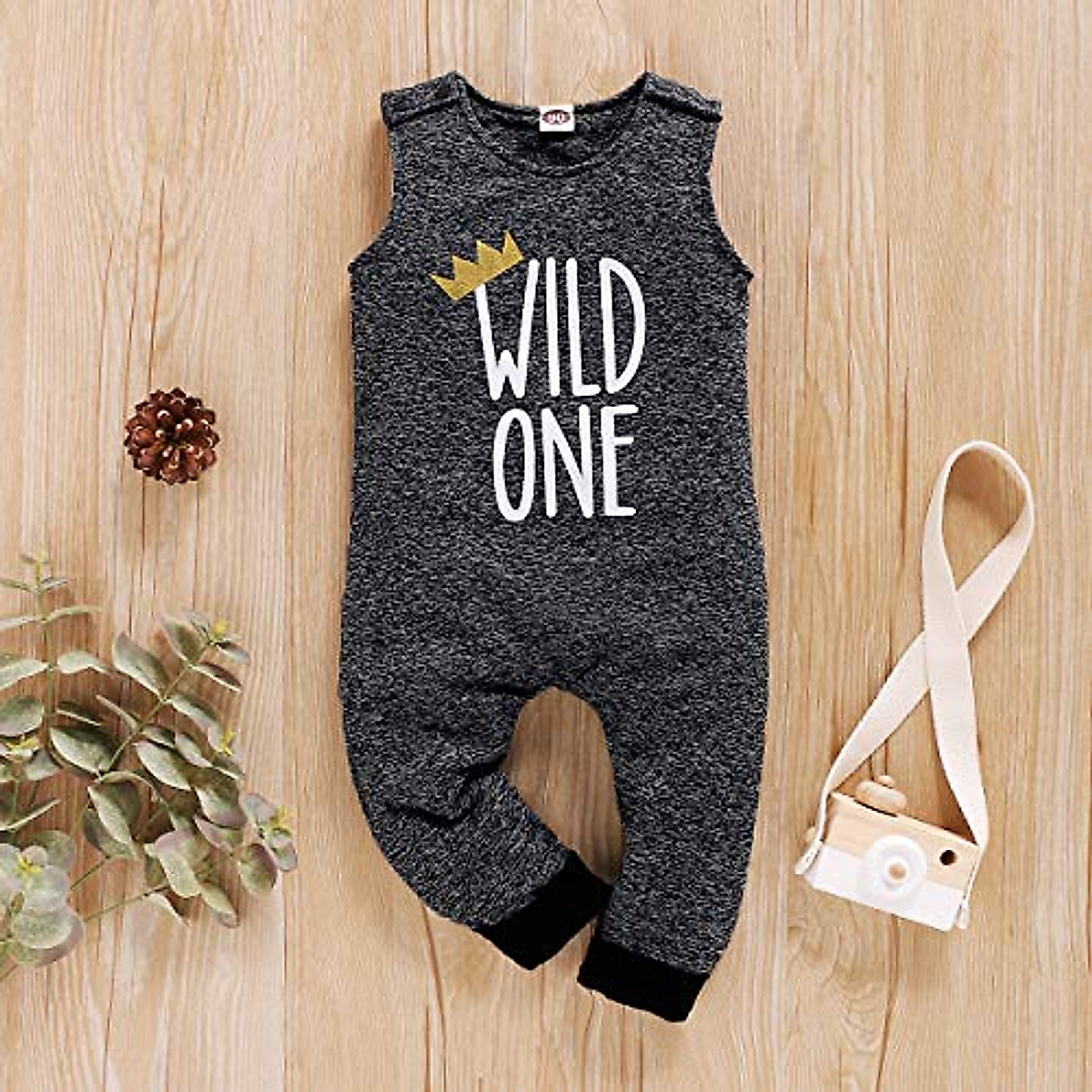 Viworld Wild One Romper Baby Boy 1st Birthday Button Solid Bodysuit One Piece Jumpsuit Outfits Clothes (Autumn & Winter Style, 12-18 Months)