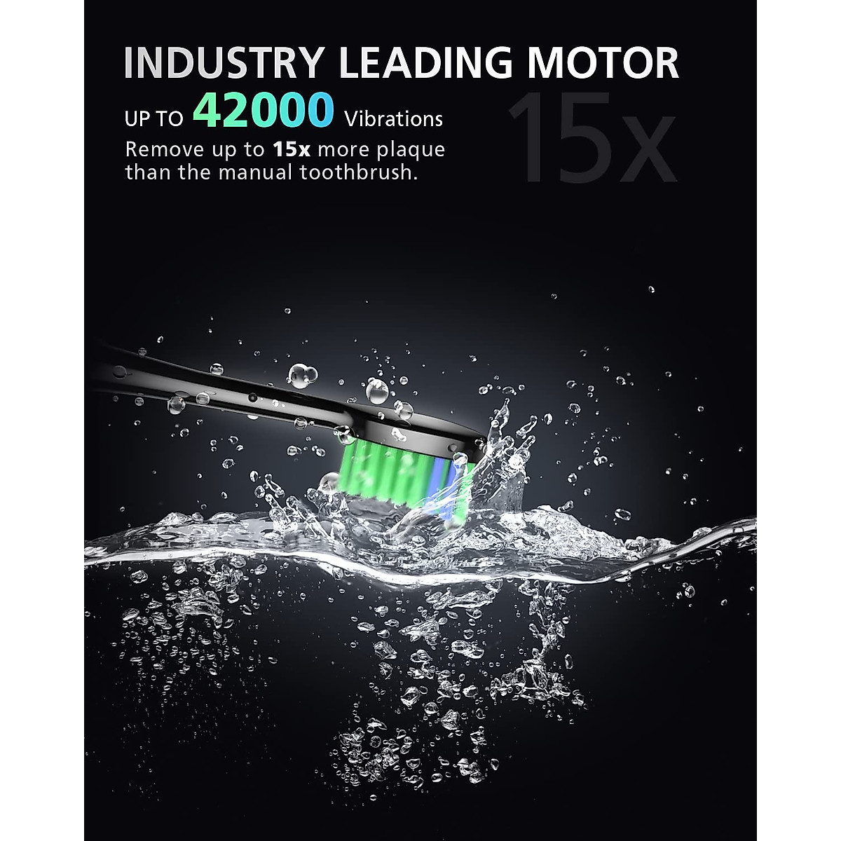 BAOVERI Electric Toothbrush with 8 Brush Heads for Adults&Kids, Ultrasonic Electric Toothbrushes, 5 Modes & 3 Intensity Levels, 2 Minutes Smart Timer, 4 Hours Fast Charge for 60 Days