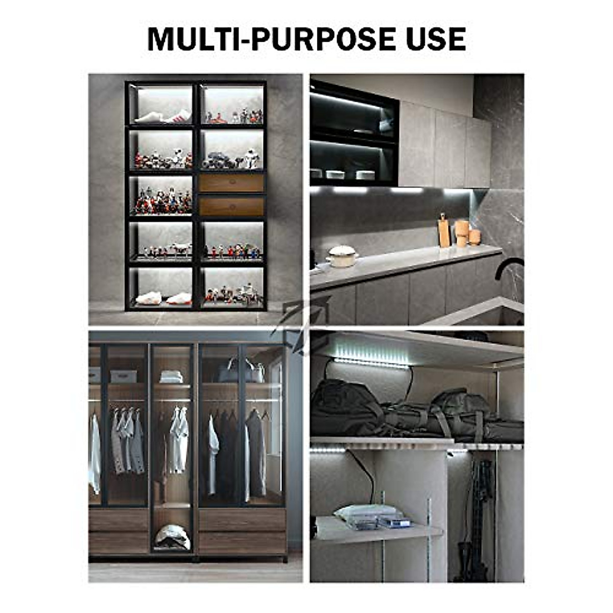 Xprite LED Safe Lighting Kit, 6PCS 12 Inch Linkable Light Bars + Motion Sensor Activated + 39" Extension Cables Wire, for Under Cabinet Gun Safe Locker Closet Counter Showcase, 5000K Daylight