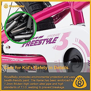 RoyalBaby Freestyle Kids Bike for Boys Girls Childrens Bicycle with Kickstand, 18 Inch Fuchsia