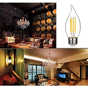 KGC LED Candelabra Bulb, 2700K Warm White 450LM, LED Dimmable Edison Bulb,4.5W Equivalent to 60W, E26 Medium Base LED Candle Bulbs, CA11/C35 Clear Glass Flame Shape Bent Tip - 6 Pack