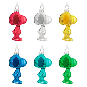 Hallmark Keepsake Christmas Ornaments 2023, The Peanuts Gang Snoopy, Glass Ornament, Set of 6, Gifts for Peanuts Fans