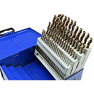 MaxTool 60 Pieces/60PCs Twist Drill Bit Set 60-Piece Drill Set Jobber Length High Speed Steel M2 Fully Ground Wire Gauge 1-60; JBS02G10R60