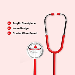 Red Nurse Stethoscope with RN and Nurse Hat on Diaphragm