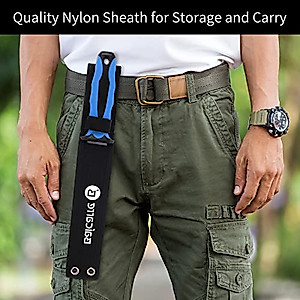 Baicarre Stainless Steel Garden Knife with 7.8" Blade and New Blue Handle, Double Side Utility Sod Cutter Lawn Repair Garden Knife with Nylon Sheath