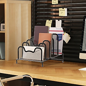 SimpleHouseware Desk 5 Sections Step File Sorter Organizer, Black