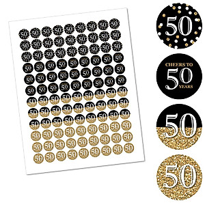 Big Dot of Happiness Adult 50th Birthday - Gold - Birthday Party Round Candy Sticker Favors - Labels Fit Chocolate Candy (1 Sheet of 108)