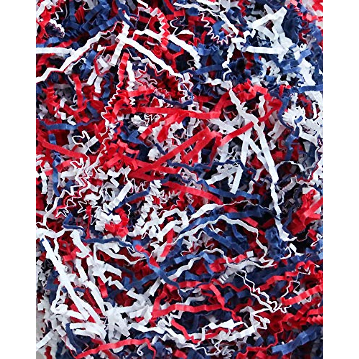 MagicWater Supply Soft & Thin Cut Crinkle Paper Shred Filler (2 LB) for Gift Wrapping & Basket Filling - Red, White and Blue