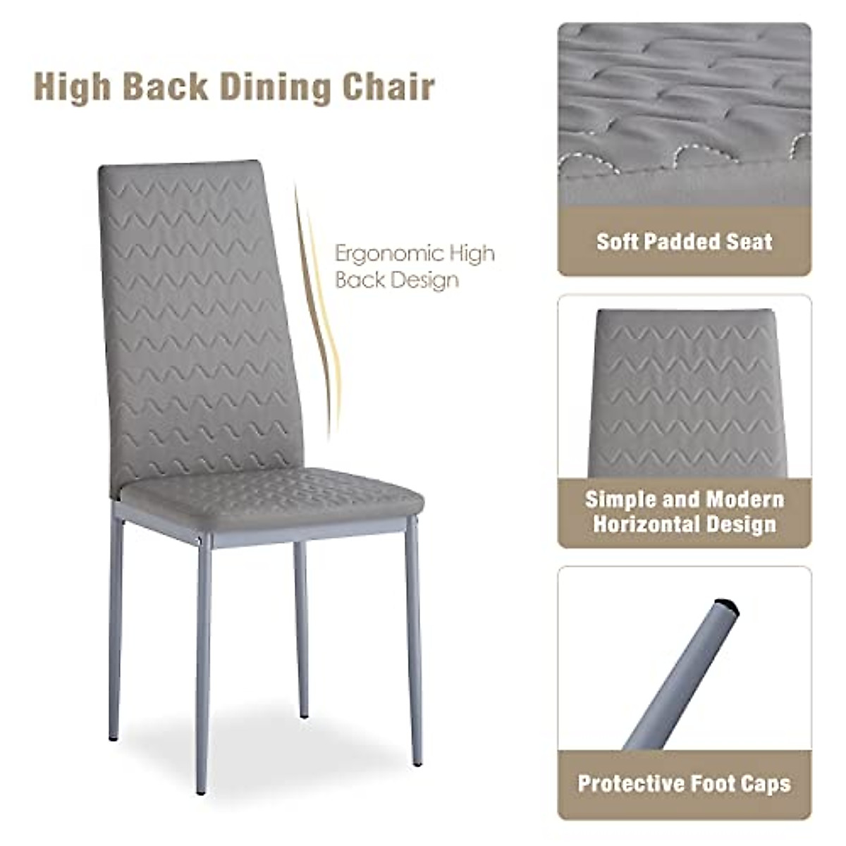 paonne Round Dining Table Set for 4, Glass Round Kitchen Table and Chairs for 4, 5-Pieces Table with Chair Set