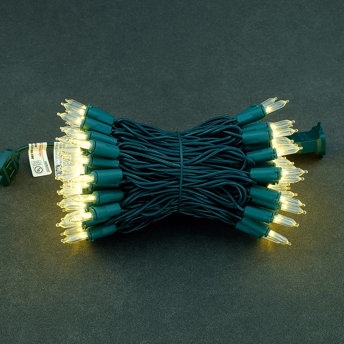 YULETIME Warm White LED Christmas Lights with Green Wire, 33 ft 100 Count UL Certified Commercial Grade Holiday String Light Set (Warm White - Green Wire)