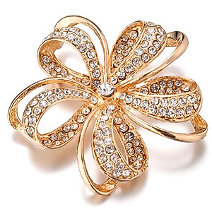 Nicole Miller Gold Twisted Petals Flower Crystal Rhinestones Brooch