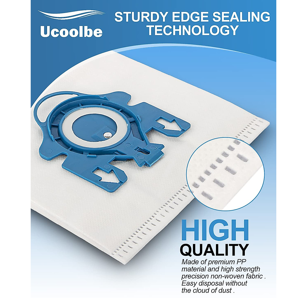 Ucoolbe GN 3D Vacuum Cleaner Bags Replacement for Miele GN Airclean Classic C1 Complete C1 C2 C3 S227 S240 S270 S400 S2 S5 S8 Series Includes 3D GN Dust Bags 6 Pack with 2 Pairs Filters