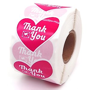 Muminglong 1.5 Inch Thank You Pink Love Mail Stickers, Small Shop Stickers, Small Business, Packaging Sticker, Thank You Sticker,500 PCS