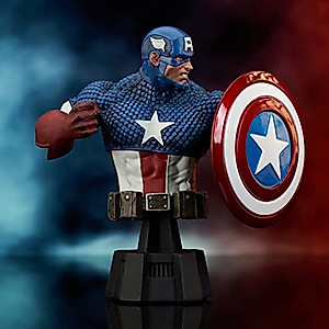 Diamond Select Toys Marvel Comics: Captain America 1:7 Scale Resin Bust, Multicolor, 6 inches